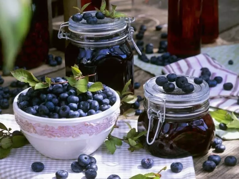 Blueberry jam with mint.