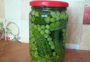 Recepty Marining Cucumbers so zeleným hráškom na zime