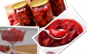 10 מתכונים של ריבה צפופה של תותים עם פירות יער שלמים עבור החורף