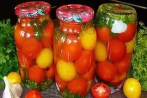 Najboljši recepti za soljene paradižnike v bankah z vročim načinom za zimo