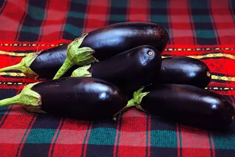 Eggplants ntawm lub rooj