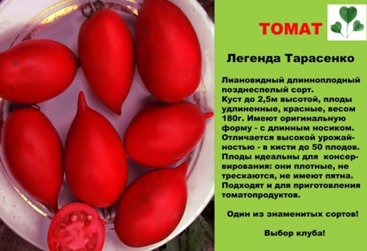 Descrierea tomatelor Legenda TaraSenko