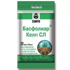 Instruktioner til brug af basfoliara kelp og sammensætning af gødning, dosering