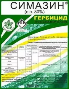 Instruções de uso e composição de symazine, dosagem de herbicida e análogos