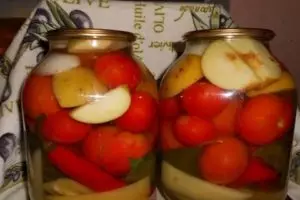 Recipes pou Canning tomat Avèk Ponm pou Winter Dwèt Lisans